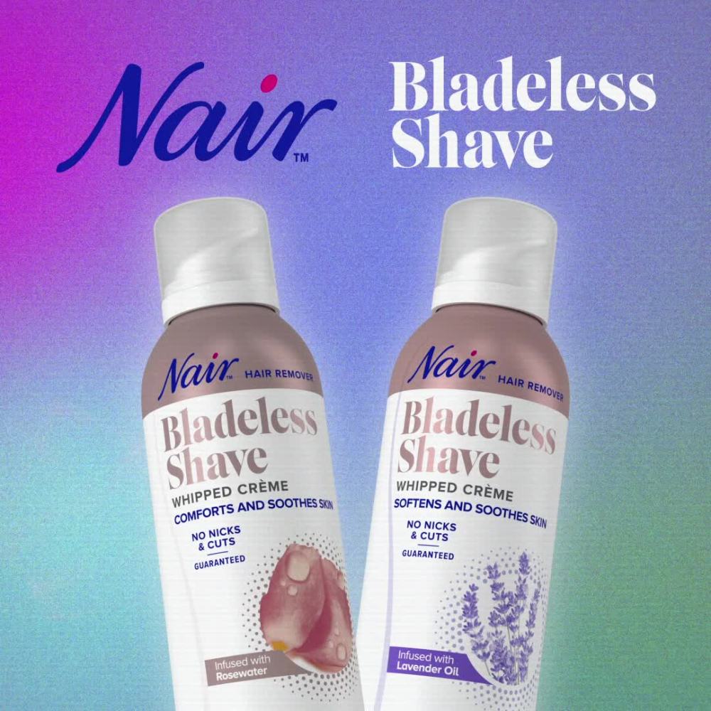 Nair Hair Remover Bladeless Shave Whipped Crème Infused with Rosewater ...