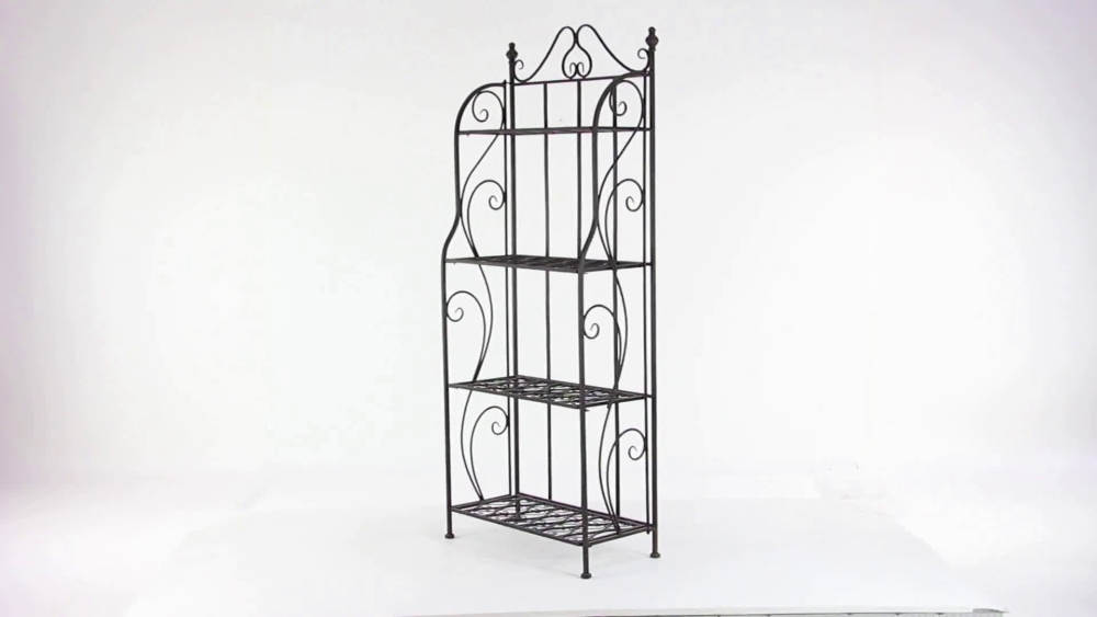 DecMode Traditional Metal Bakers Rack with Scrollwork Design and Black ...