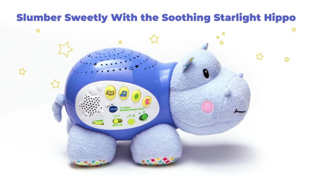VTech Lil' Critters Soothing Starlight Hippo, Plush Baby Crib Toy ...