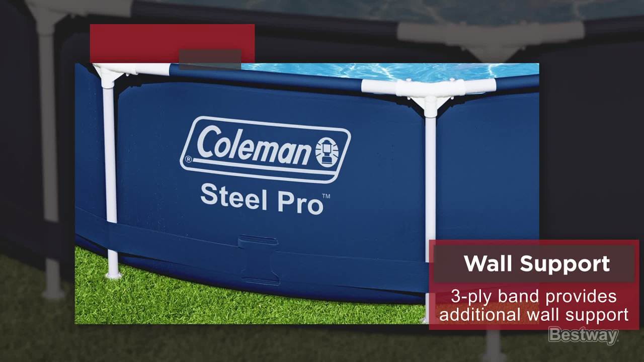 Coleman Steel Pro 12 ft. x 33 in. Round Metal Frame Above Ground Pool ...