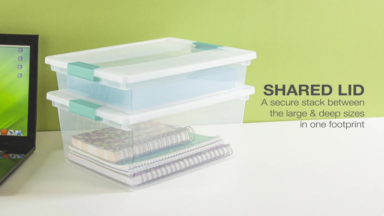 Sterilite Small Container Box: Clear Plastic Storage Bin with Aqua ...
