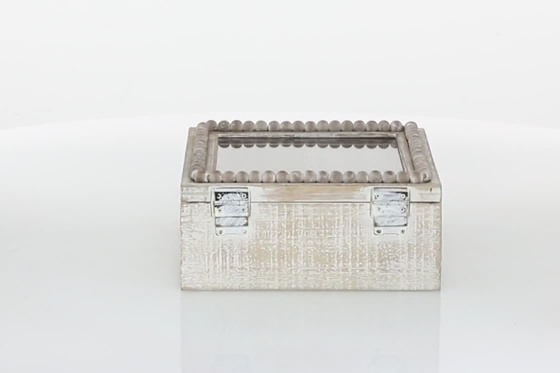 DecMode White Wood Box with Clear Glass Lid - Walmart.com