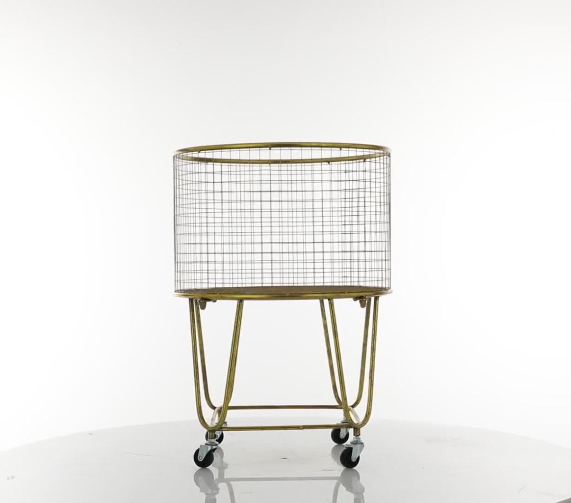 DecMode Gold Metal Storage Cart with Wheels - Walmart.com