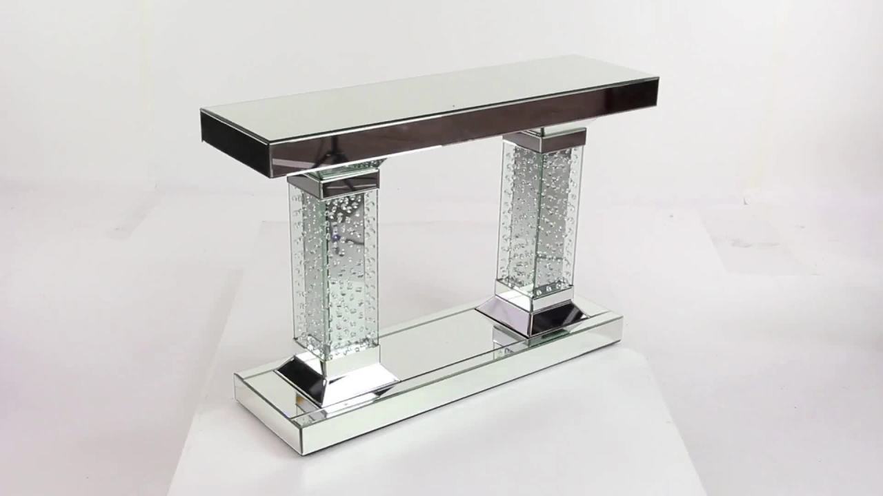 DecMode 42" x 31" Silver Wood Beveled Mirrored Console Table with ...