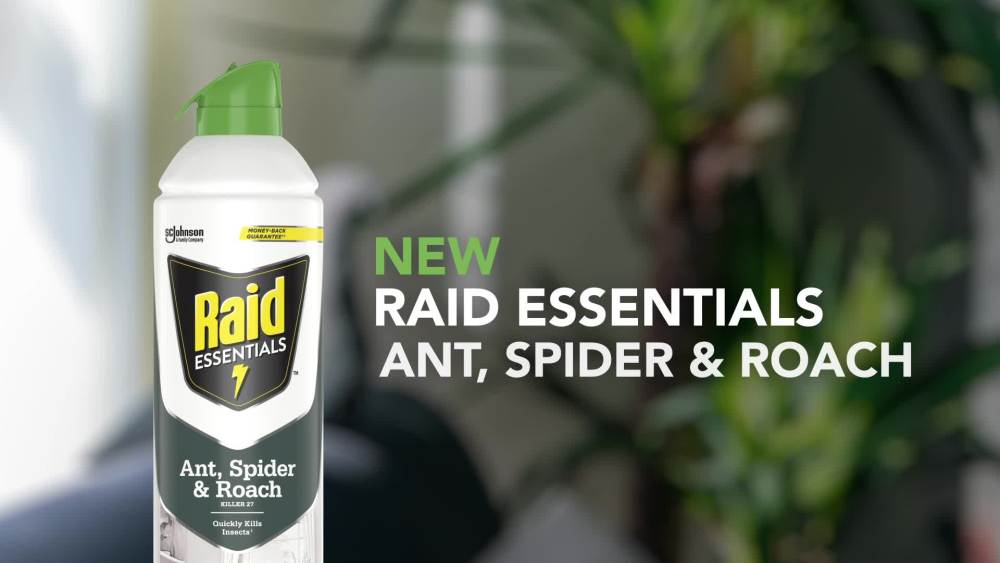 Raid Essentials Ant, Spider & Roach Killer 27, Essential Oil Crawling ...