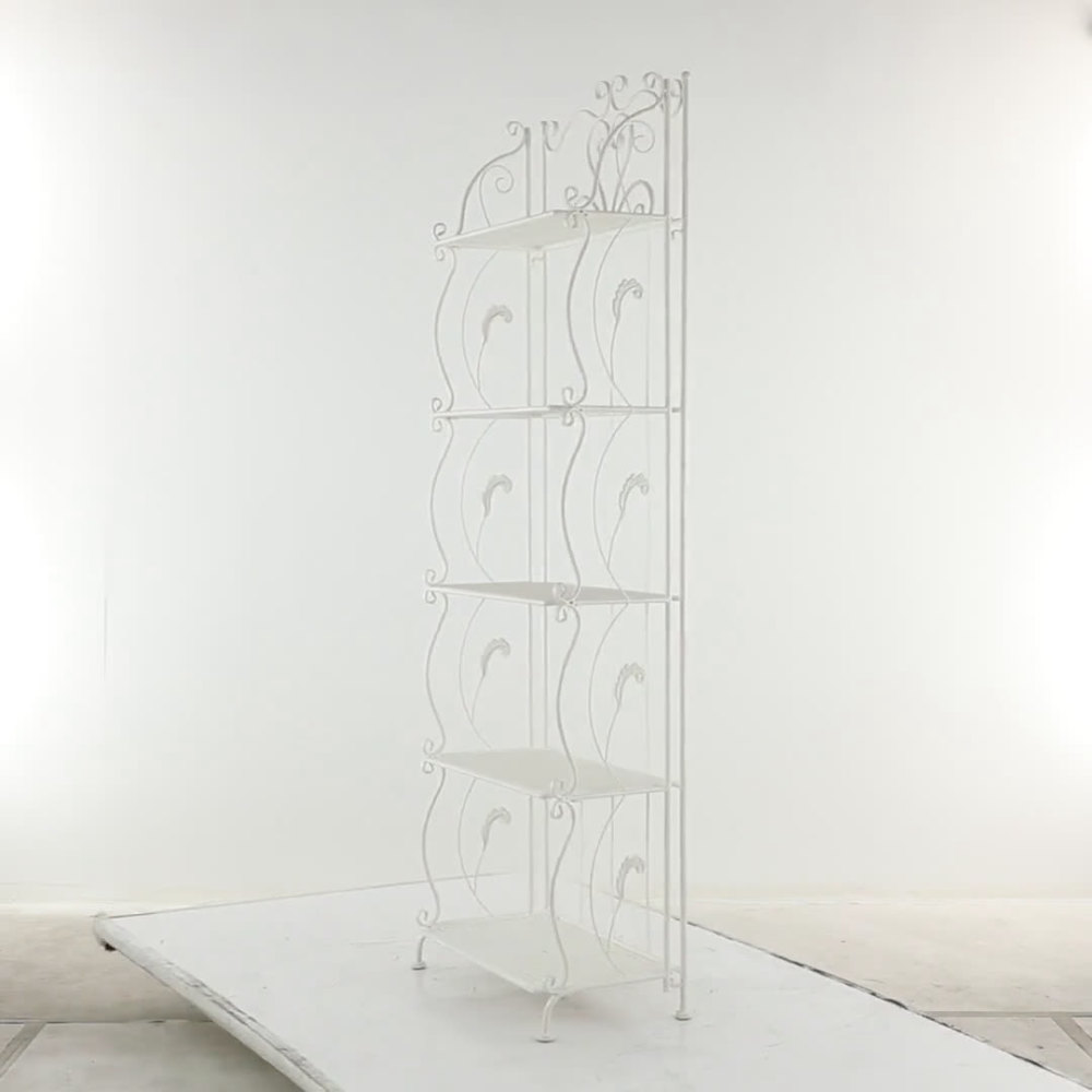 DecMode 24" x 73" White Metal Scroll Indoor Outdoor Tall Folding 5 ...