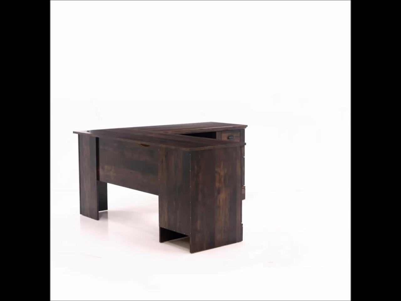 Sauder Harbor View Corner Computer Desk with Storage, Curado Cherry ...