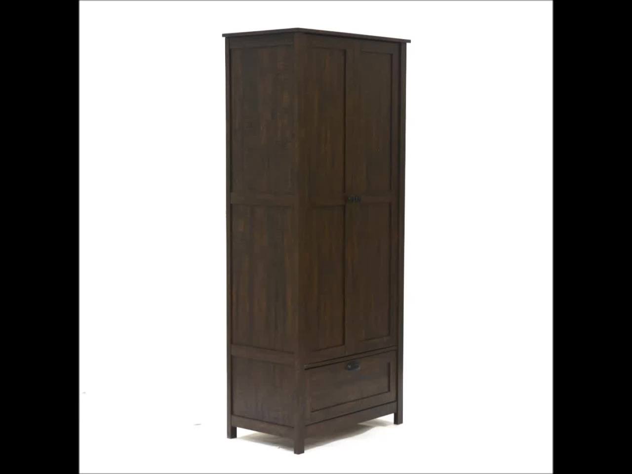 Sauder Select Large Storage Cabinet with Base, Rustic Walnut Finish ...