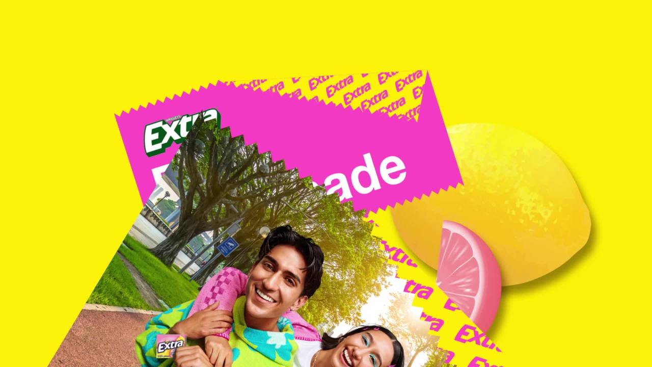 Extra Pink Lemonade Sugar Free Chewing Gum 15 Sticks Long Lasting Fruit ...