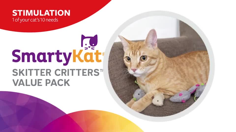 SmartyKat Skitter Critters Value Pack, Soft Plush Catnip Filled Mice Cat Toys, 10 Count ...