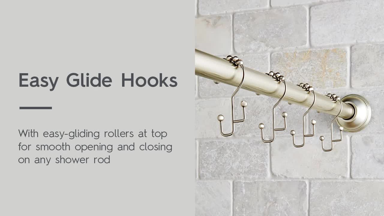 Better Homes & Gardens Satin Nickel Double Shower Hooks Rustproof 12 ...