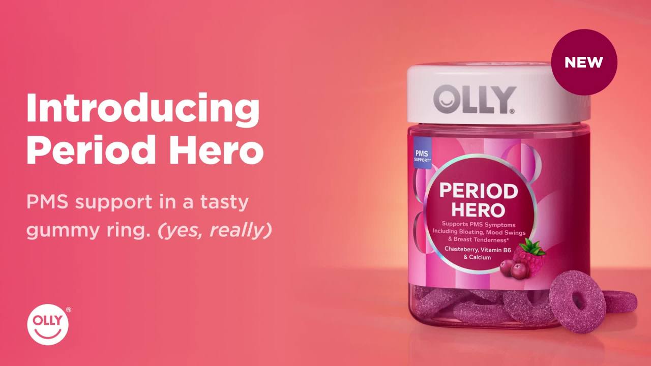 OLLY Period Hero Gummy Supplement, Chasteberry, Vitamin B6, Calcium ...