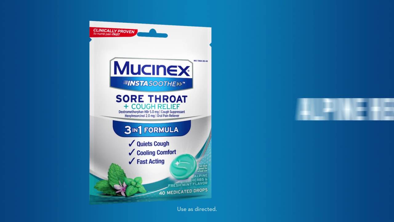 Mucinex InstaSoothe Sore Throat Relief, Honey & Echinacea Flavor, Fast ...