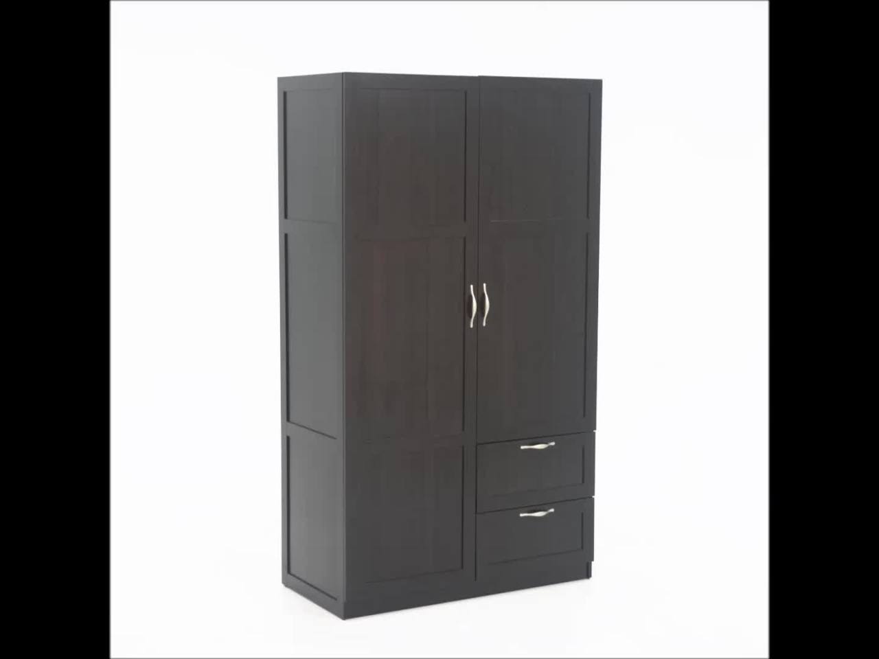 Sauder Tall Wood Wardrobe Closet Storage with Shelves, Cinnamon Cherry ...