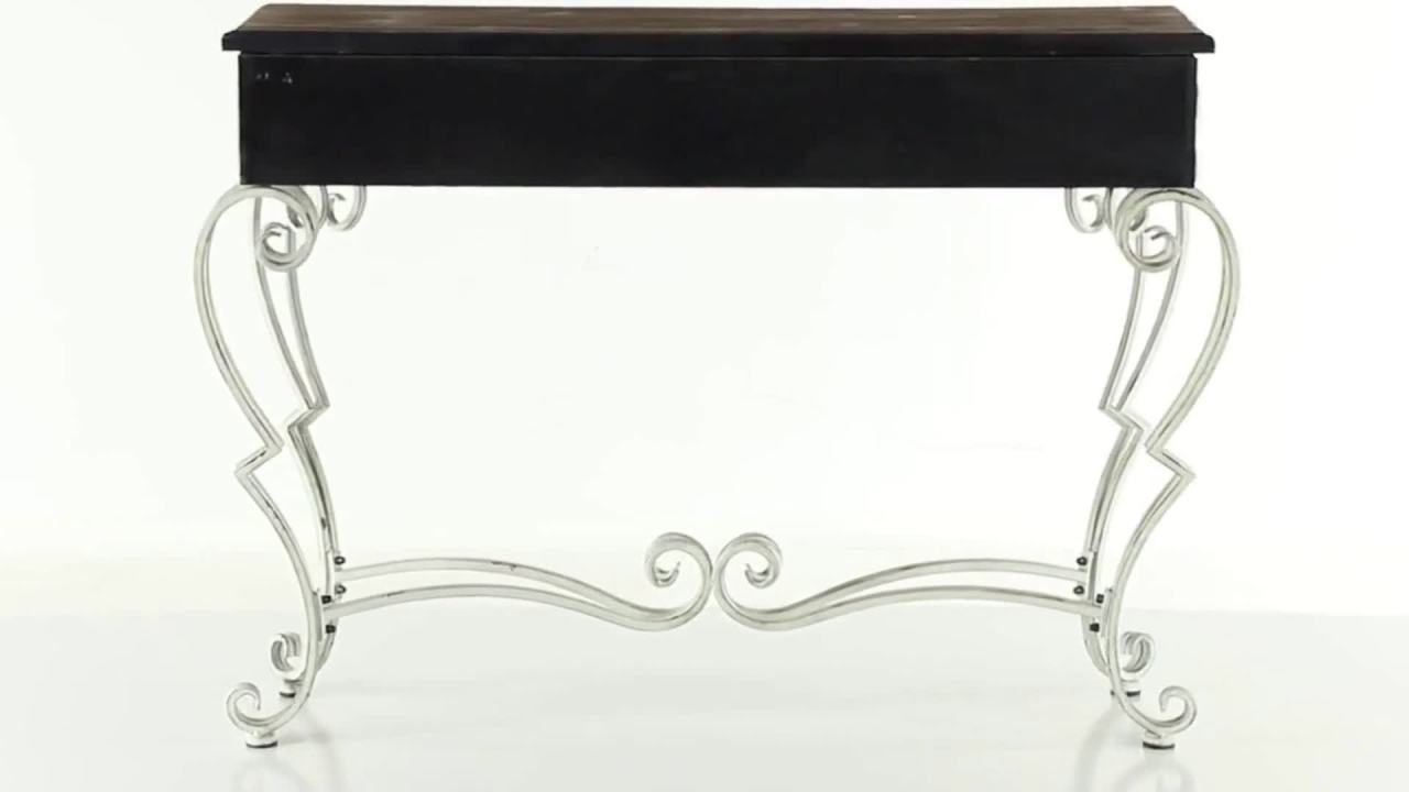 Free Shipping! DecMode 42" x 32" White Metal Scroll Console Table with ...
