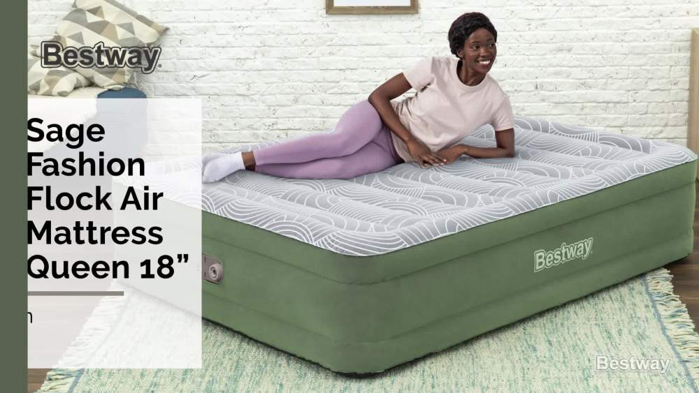 Bestway Fashion Flock Sage 18" Queen Air Mattress with Built-in Pump ...