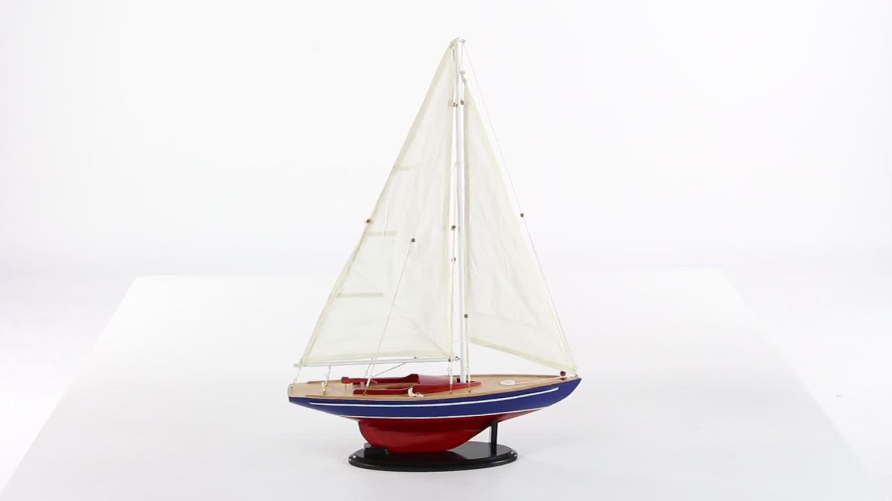 Decmode Coastal Dark Brown Wood Sail Boat Sculpture 17w X 26h