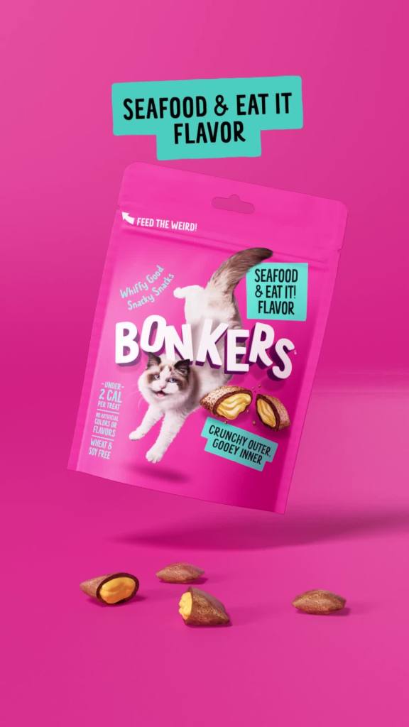 Bonkers Dry Cat Treats, Seafood and Eat It Flavor, Crunchy and Gooey ...