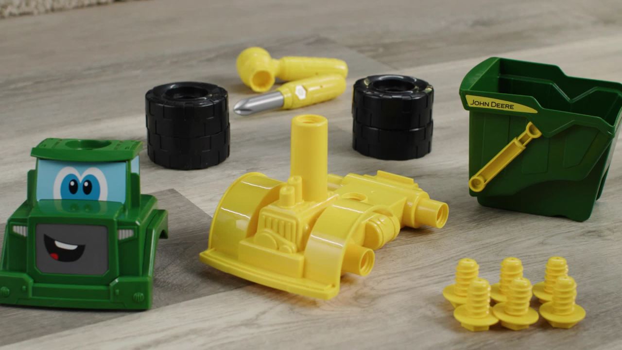 John Deere Kids Toy Build-a-Buddy Dump Truck with Free Rolling Wheels ...