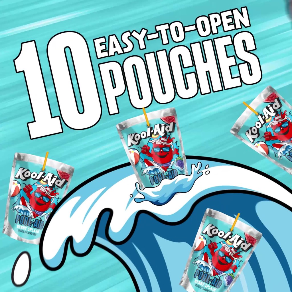Kool-Aid, Kids Drink, 10 Ct Box, Summer Blast Boomin' Berry Pouches ...