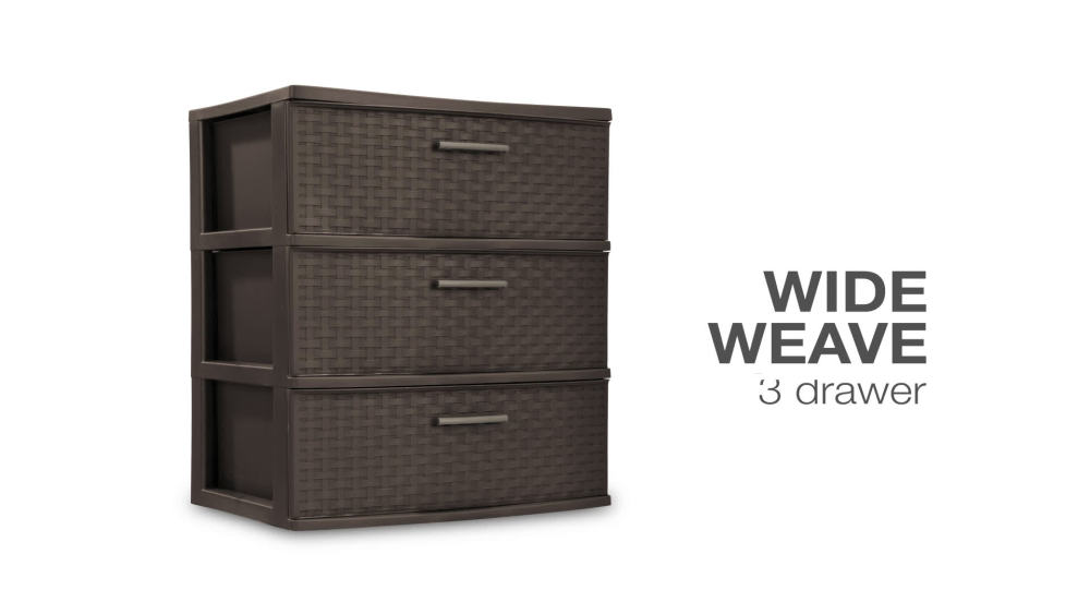 Sterilite 3 Drawer Wide Weave Tower Espresso - Walmart.com
