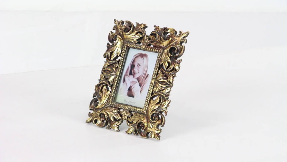 DecMode 4" x 6" Handmade Intricate Carved Gold Scroll Photo Frame (2 ...