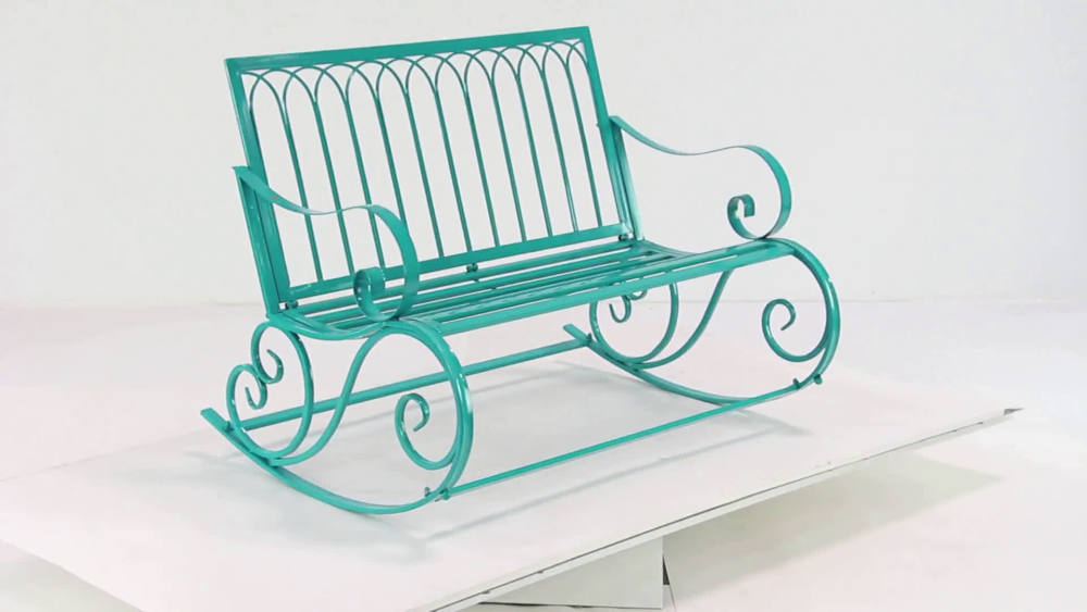 DecMode Metal Rocking Outdoor Bench, Teal - Walmart.com