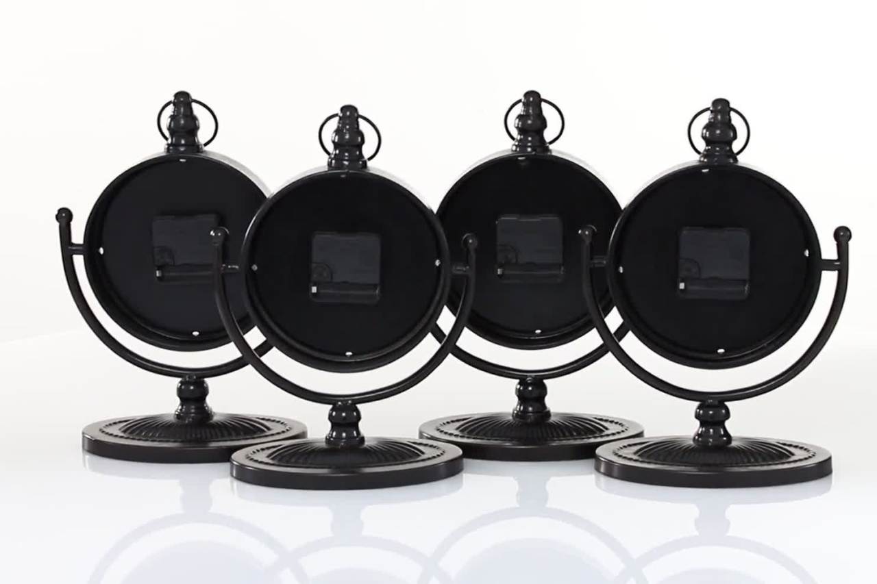 DecMode 12" Black Metal Clock with Swing Stand, Set of 4 - Walmart.com