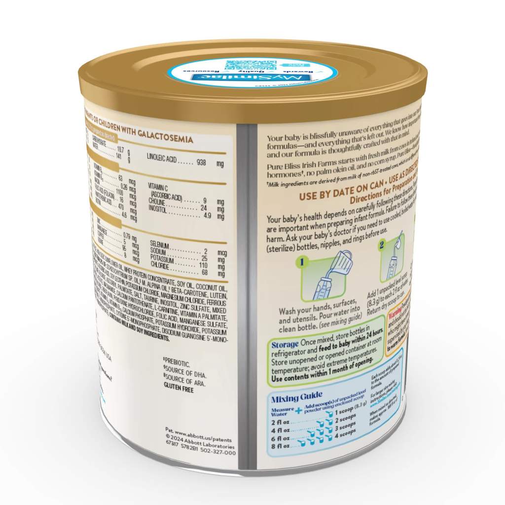 Similac Pure Bliss Irish Farms Baby Formula 24.7 oz Can Made with High ...