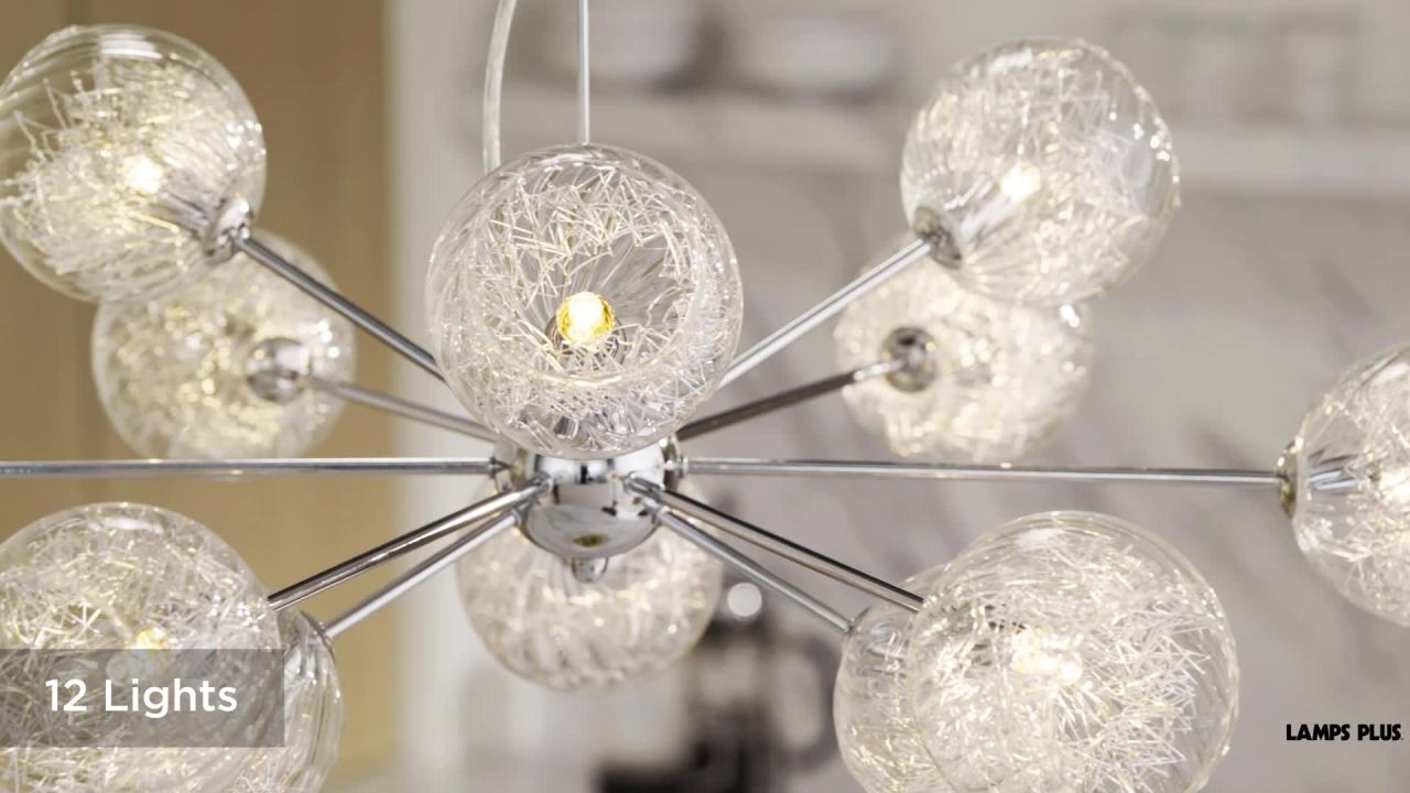 Possini Euro Design 32" Chrome Chandelier, Sputnik Art Glass 12-Light ...