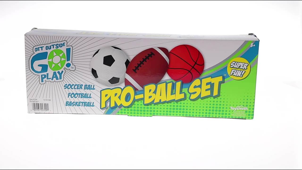 Toysmith GO Pro-Ball Set, 3 Pack (Includes 5” Soccer, 6.5” Football, 5 ...