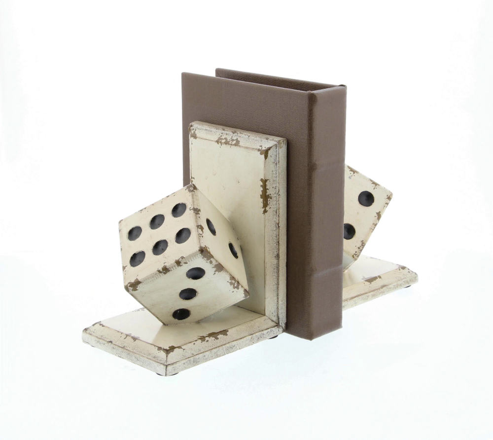 Decmode Rustic 8 x 6 Inch White Tumbling Dice Wooden Bookends - Walmart.com