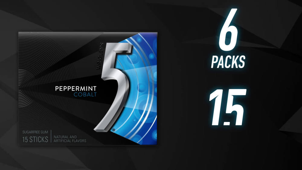 5 Gum Peppermint Cobalt Sugar Free Chewing Gum - 15 Ct (6 Pack ...