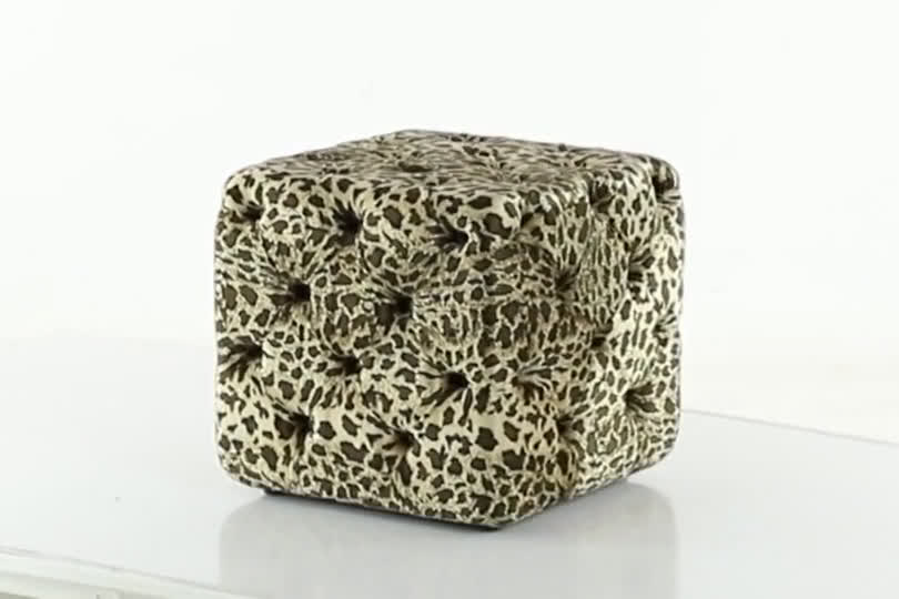DecMode 18" x 19" Brown Cotton Leopard Print Ottoman, 1-Piece - Walmart.com