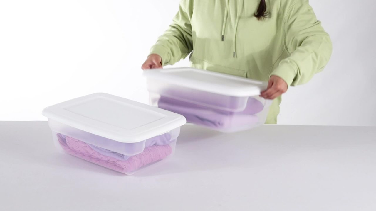 Sterilite 12 Qt Plastic Storage Box 3 Pack with Lid, Clear Base for ...