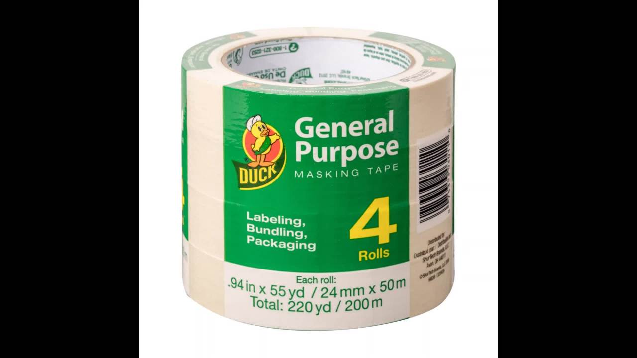 Duck Brand General Purpose Masking Tape, 0.94 in. x 55 yd., Beige, 4 ...