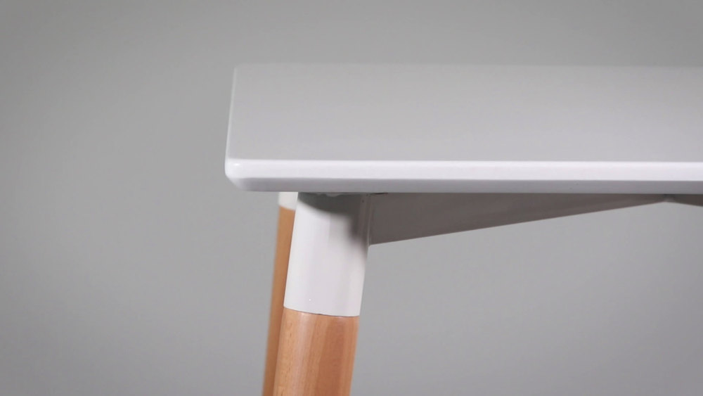 OFM Mid Century Modern 24" Square Dining Table, Solid Wood Legs, White ...