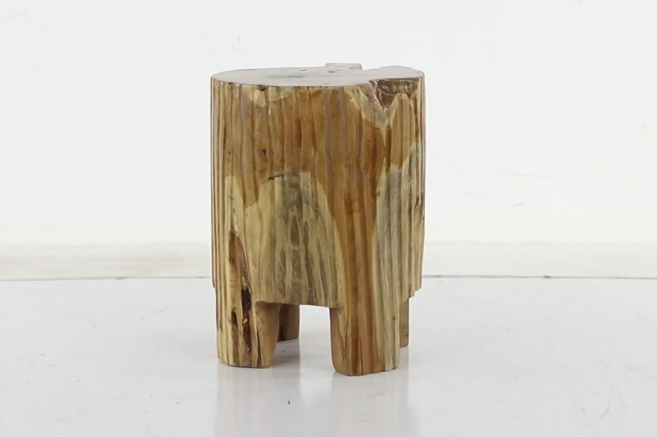 DecMode Brown Contemporary Tree Trunk Inspired Wood Contemporary Stool ...
