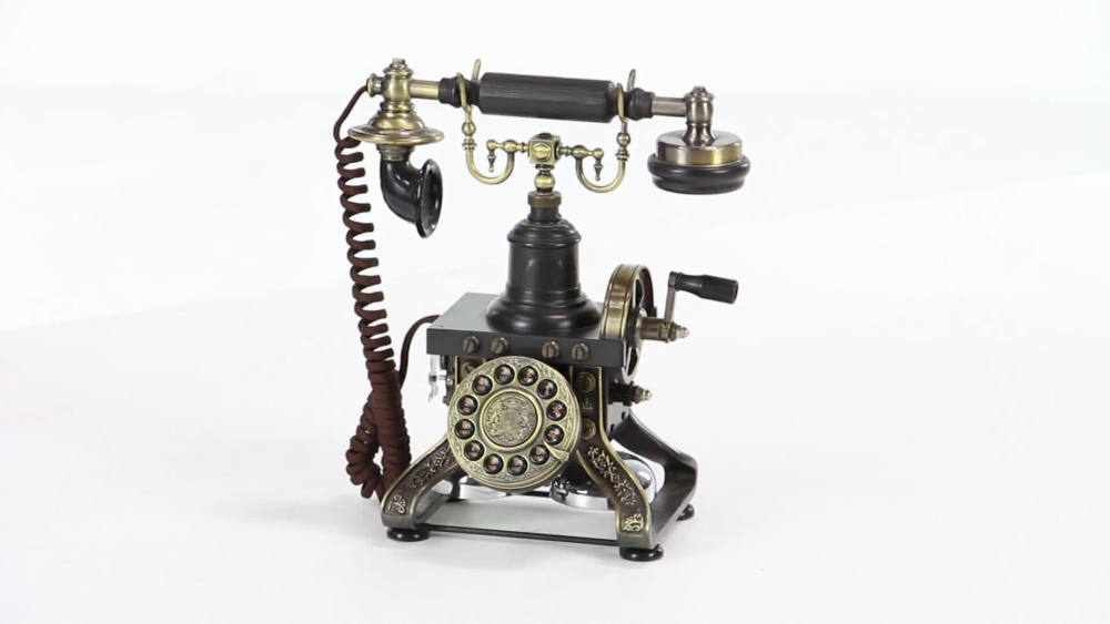 DecMode Vintage Telephone Accent Décor with Tarnish Black and Brass ...