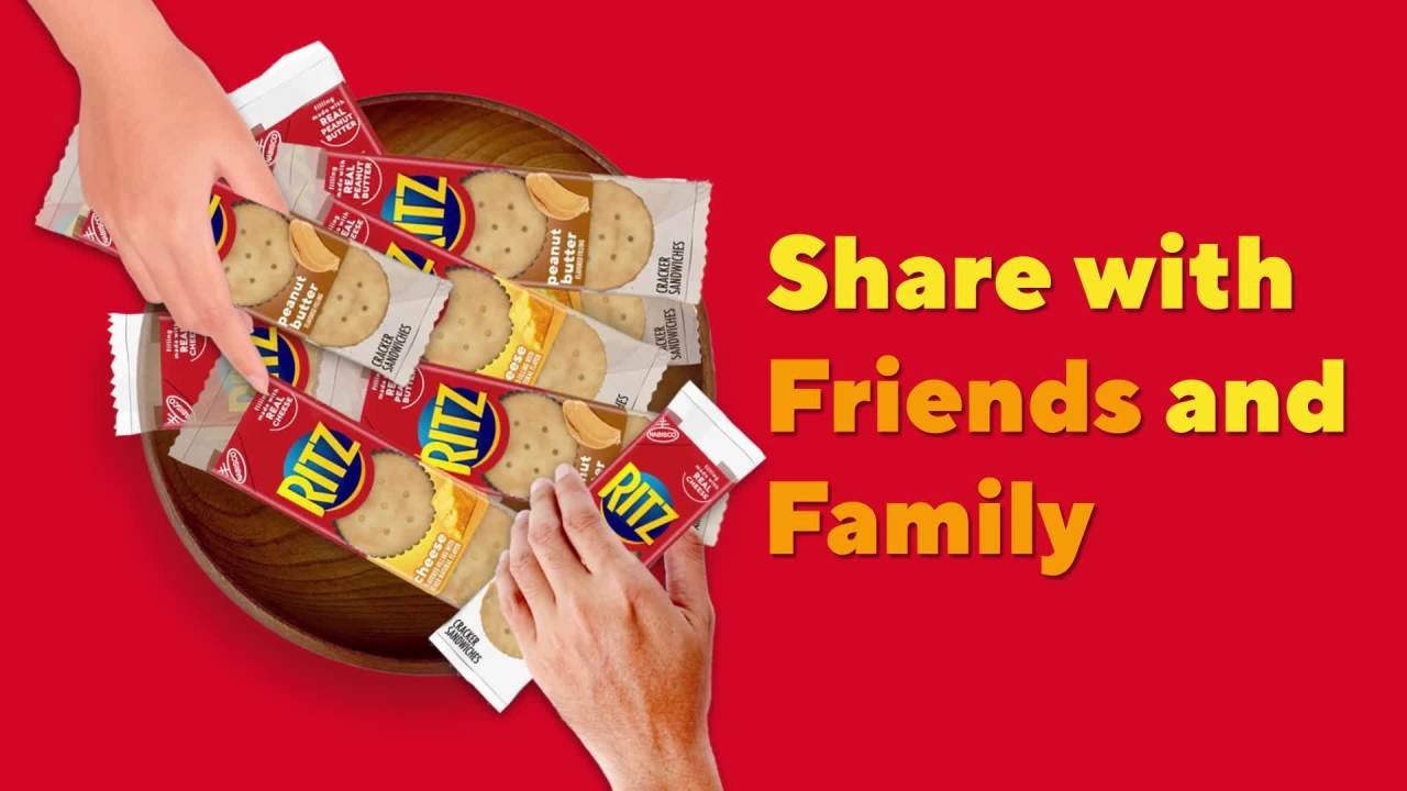 RITZ Cheese Sandwich Crackers, Lunch Snacks, 20 Snack Packs (6 Crackers ...