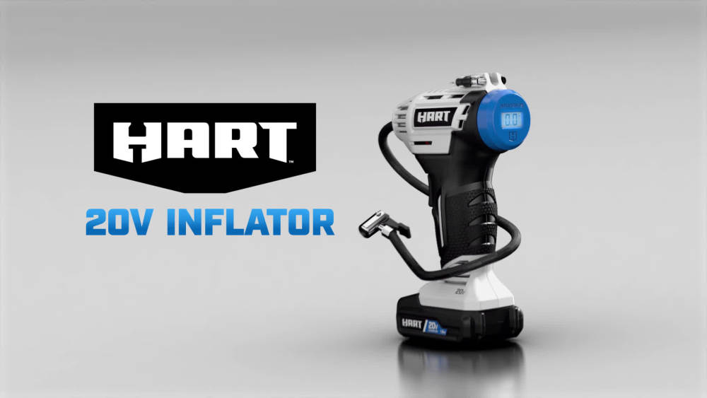HART 20-Volt Cordless Inflator and LED Light Kit, (1) 1.5Ah Lithium-Ion ...
