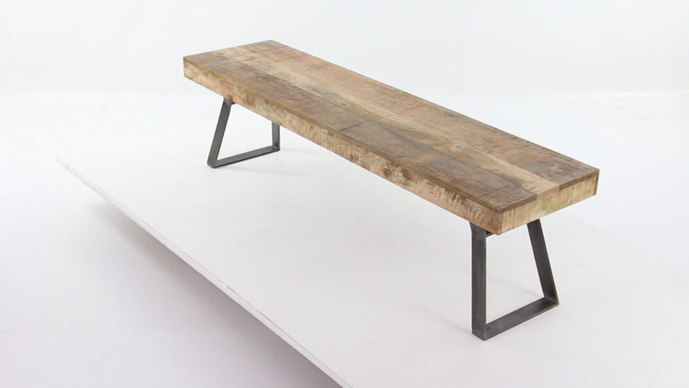 DecMode Industrial Wood Rectangular Bench with Light Brown Finish, 63"W ...