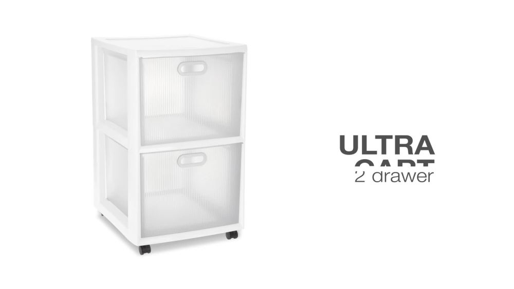 Sterilite Ultra 2 Drawer Plastic Rolling Storage Wheeled Cart (2 Pack ...