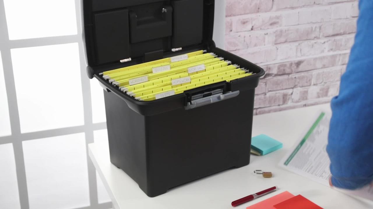 Sterilite Black Plastic File Box, Portable Storage for Letter-Sized ...