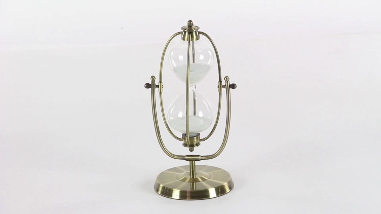 DecMode 13" x 6" Brass Metal Armillary Hourglass Sand Timer with ...