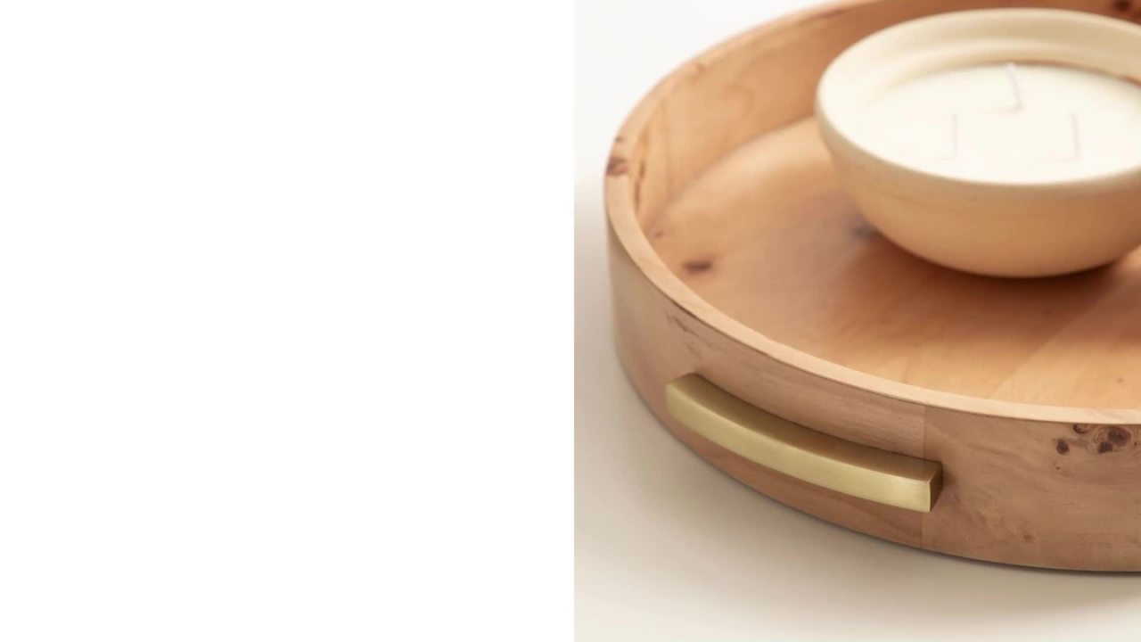Kate and Laurel Burlock Modern Decorative Burlwood Round Tray with ...