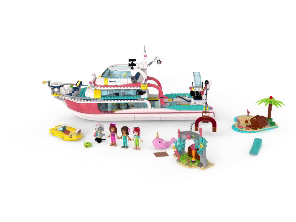 LEGO Friends Rescue Mission Boat Building Kit Sea Creatures for ...