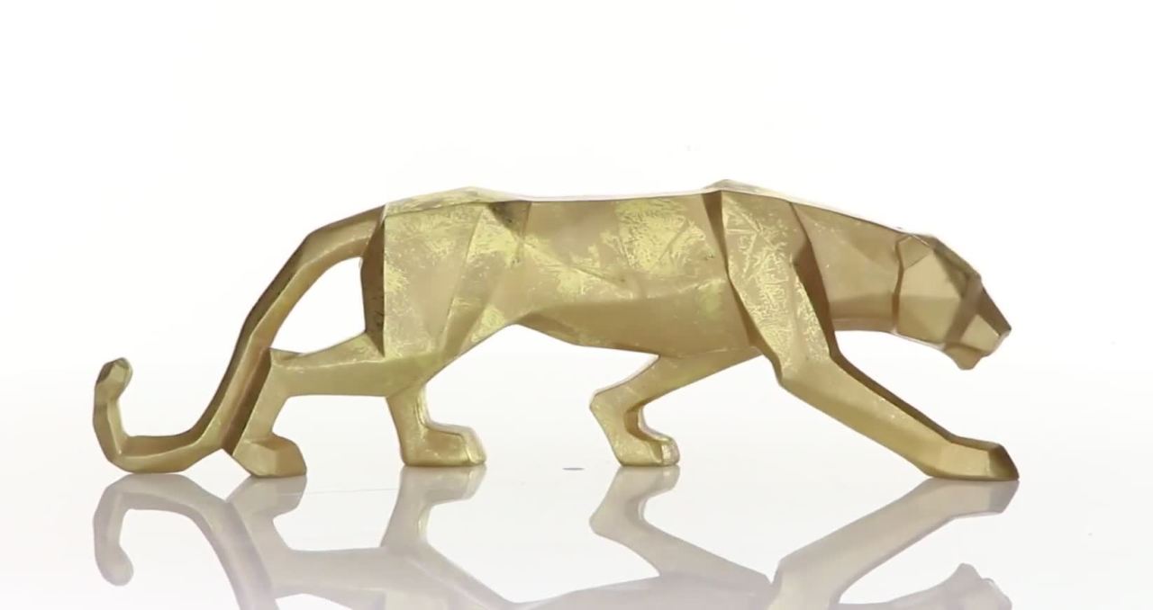 18" x 6" Gold Polystone Cubist Leopard Sculpture, by CosmoLiving by ...