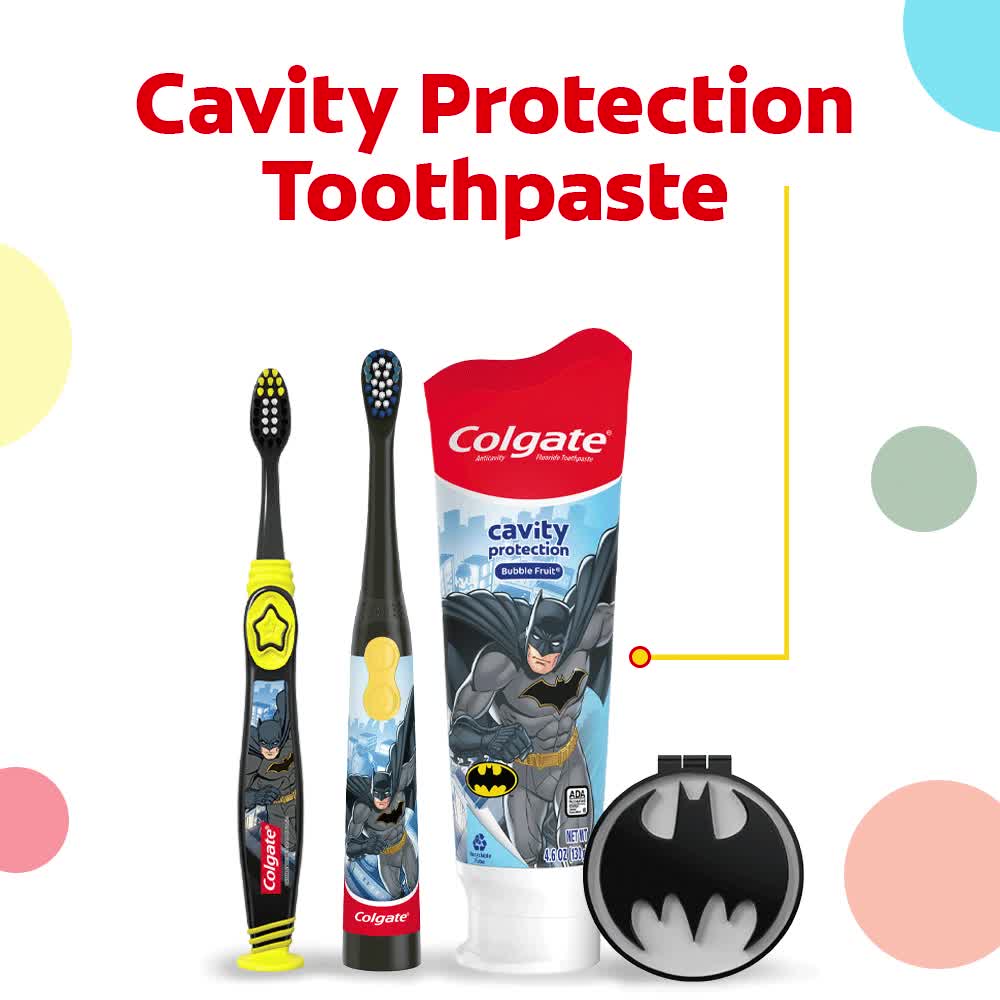 Colgate Kids Toothbrush Set, Includes Batman Toothbrush, Kids ...
