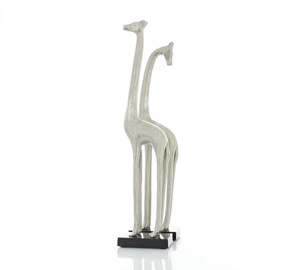 27", 25"H Silver Aluminum Giraffe Sculpture, by The Novogratz (2 Count ...